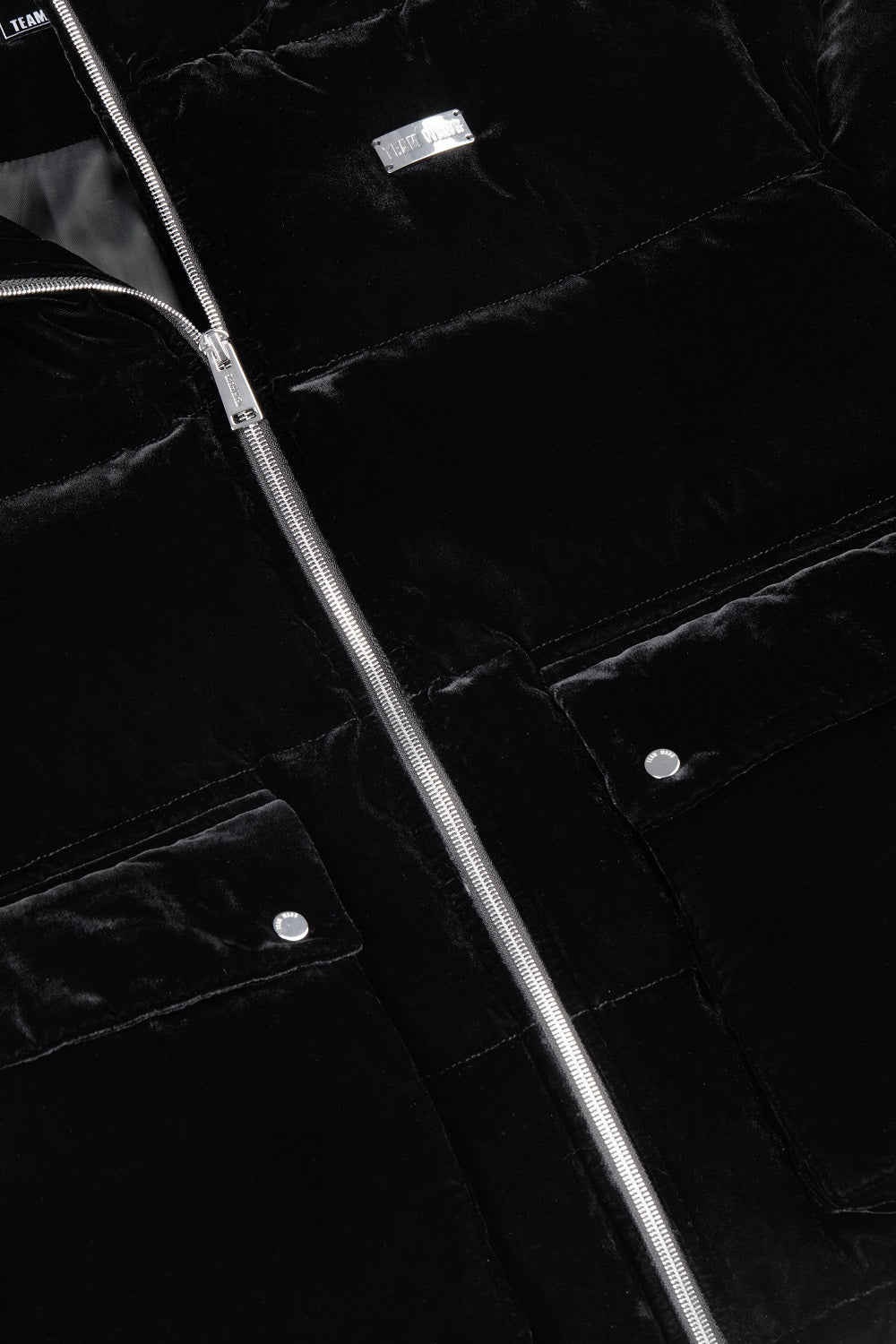 TEAM WANG PRINTED LOGO VELVET DOWN JACKET - TEAM WANG DESIGN – TEAM ...